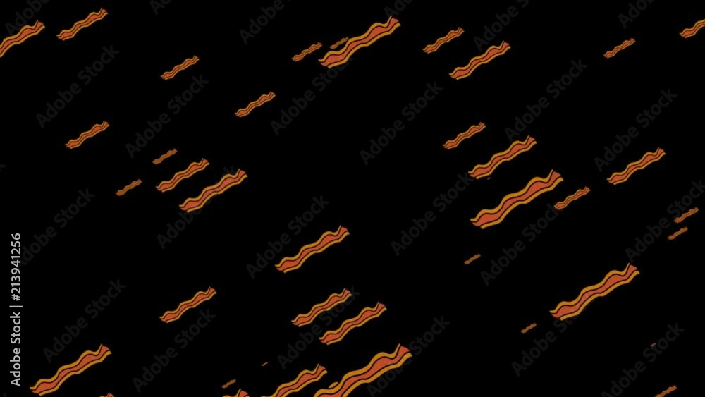 Flying Bacon Cartoon Animation Particles Design Background Overlay with ...