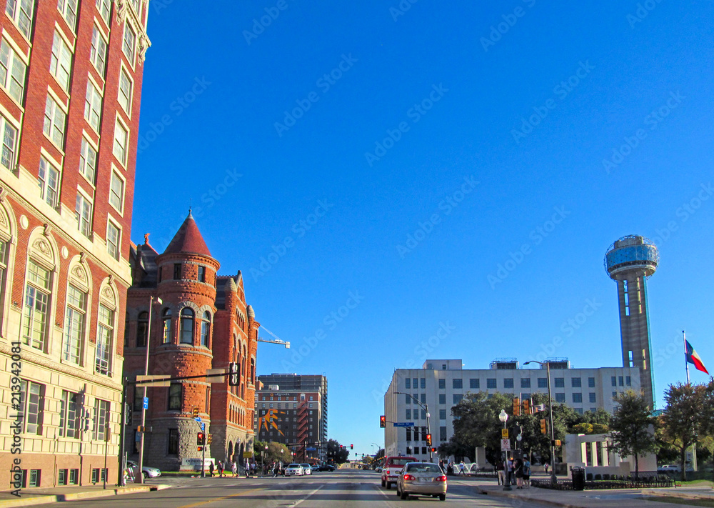 Historic town square - the Dealey Plaza in downtown of Dallas, Texas ...