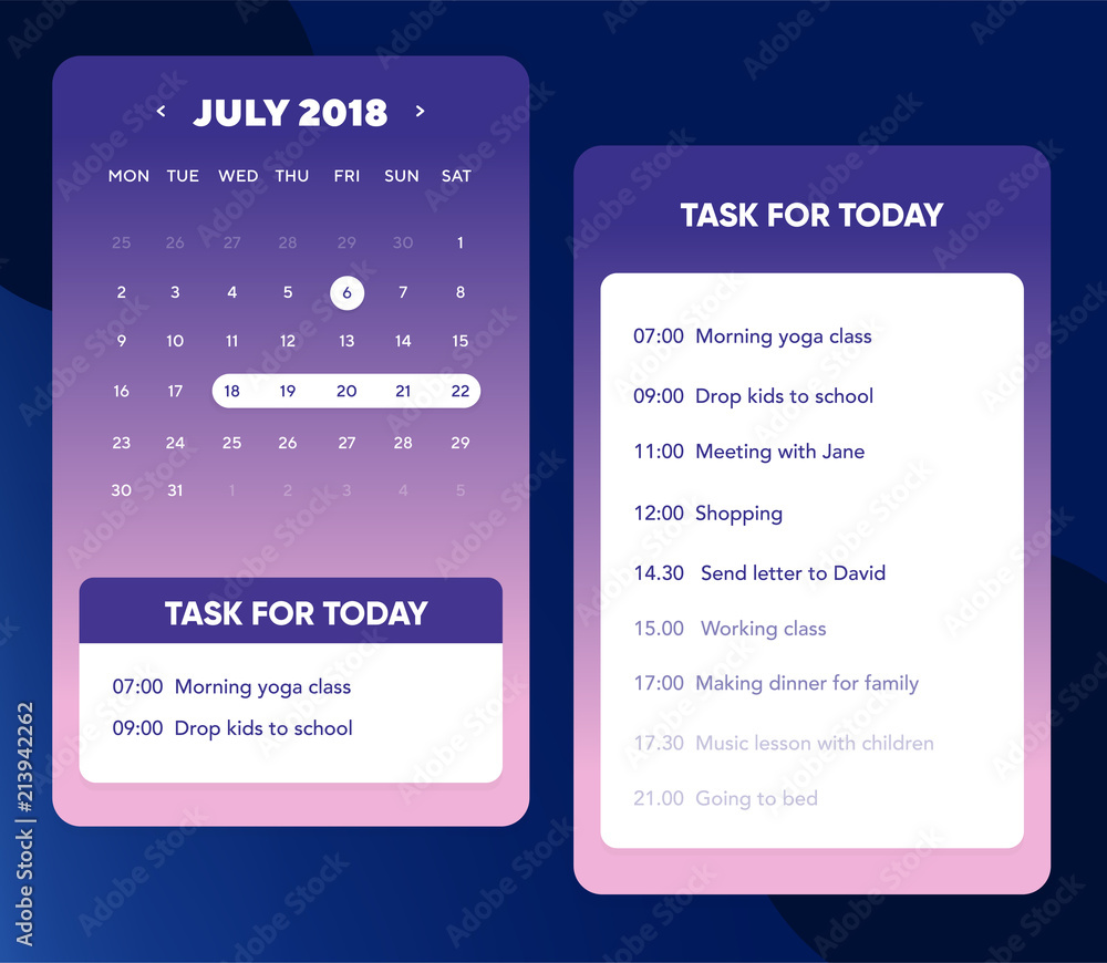 Calendar App With To Do List and Tasks UI UX Design For Mobile Phone ...