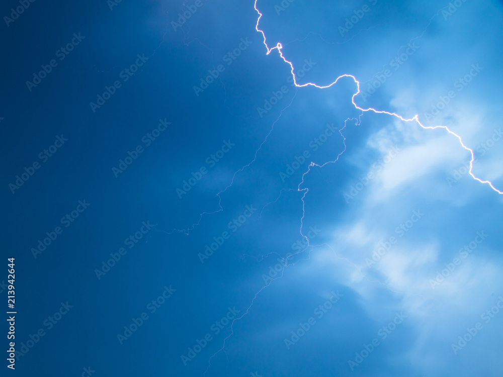 The discharge of lightning in the sky as a background Stock Photo ...