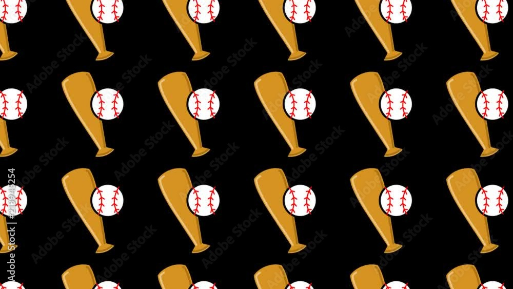 Looped Scrolling Baseball Bats & Baseballs Cartoon Design Animation ...