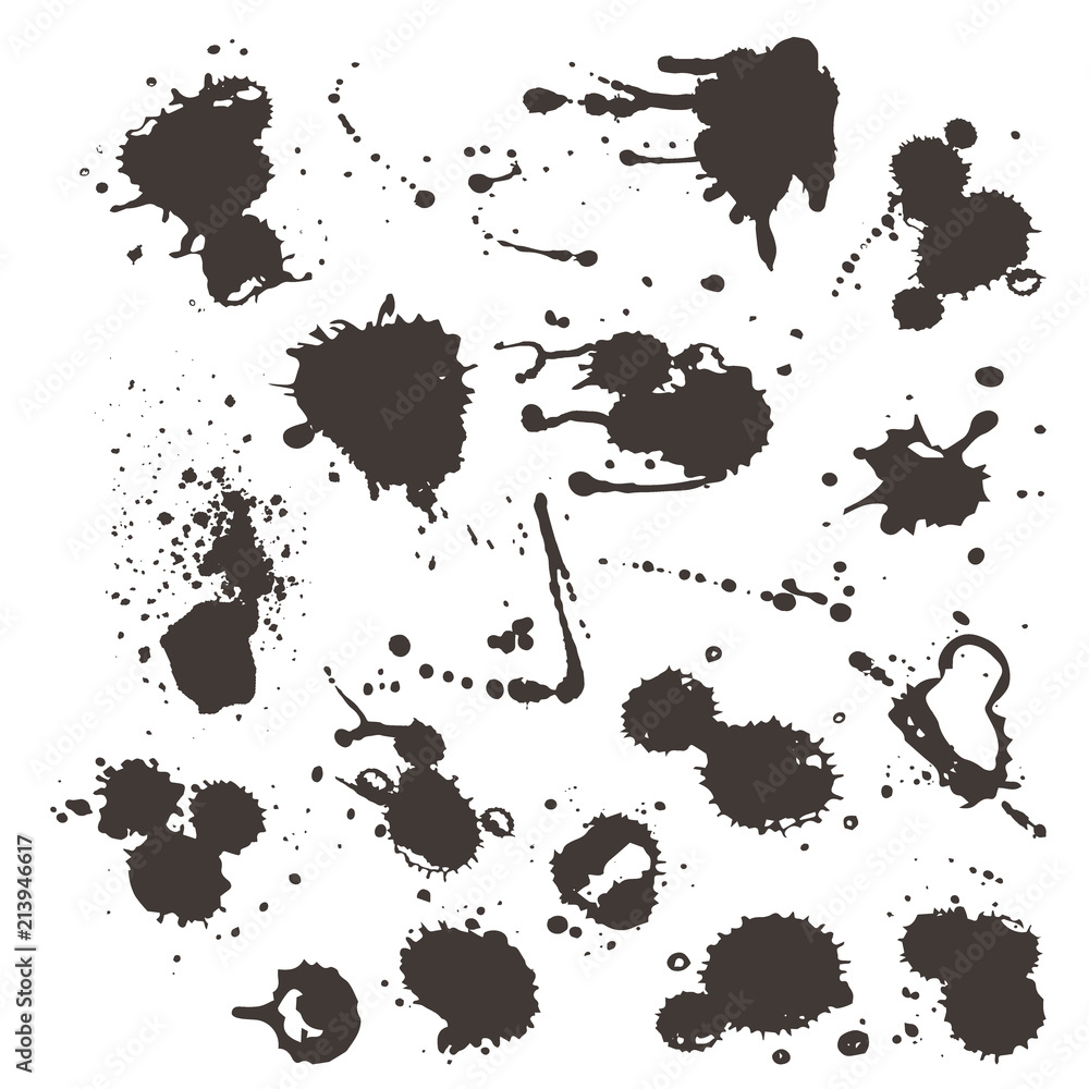 Blood splat splash spot ink stain blot patch liquid vector illustration ...