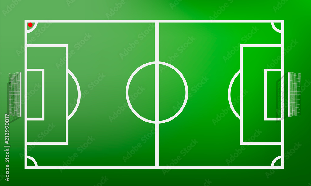 Top view football field concept background. Realistic illustration of ...