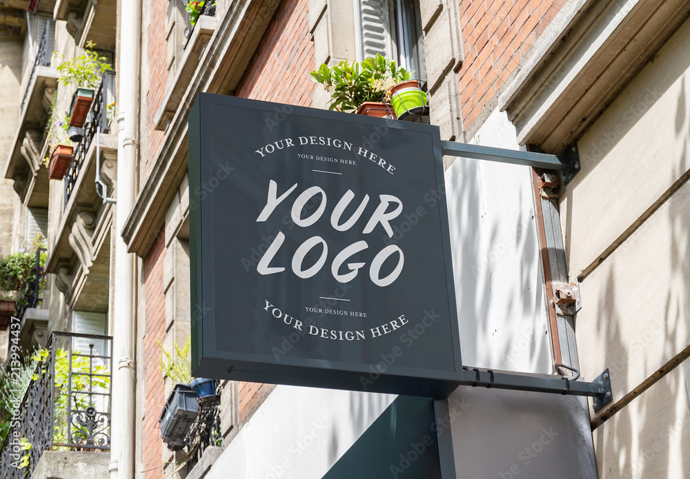 Outdoor Signage by Residential Building Mockup Stock Template | Adobe Stock