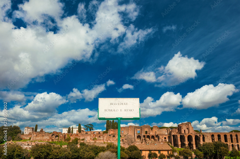 View of the Ancient Rome Imperial Palace ruins on Palatine Hill from ...