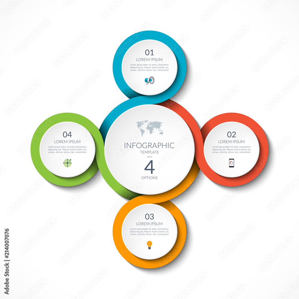 Infographic circular template with 4 options. Can be used for graph ...
