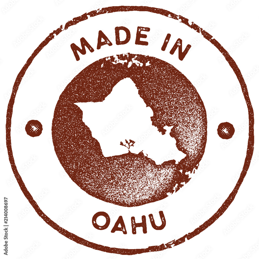 Oahu map vintage stamp. Retro style handmade label, badge or element ...