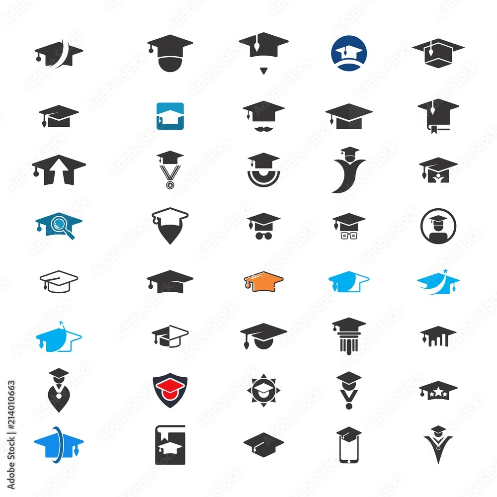 Graduation Hat icon. Education logo. Graduate symbol. Vector Eps 08 ...