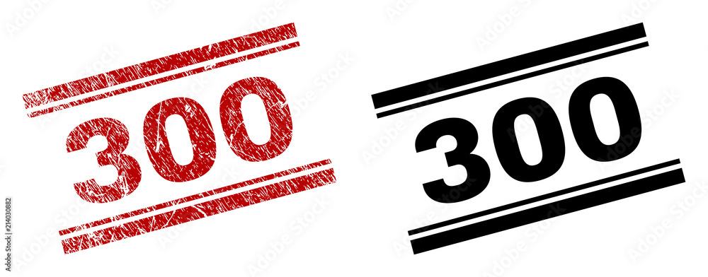 300 stamp seal print with red grunge and clean black version. Red ...