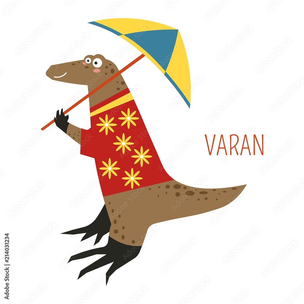 Varan lizard cartoon vector South East Asia animal Stock 벡터 | Adobe Stock