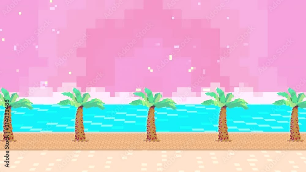 8 bit pixel art style beach background. (Looped) Stock Video | Adobe Stock