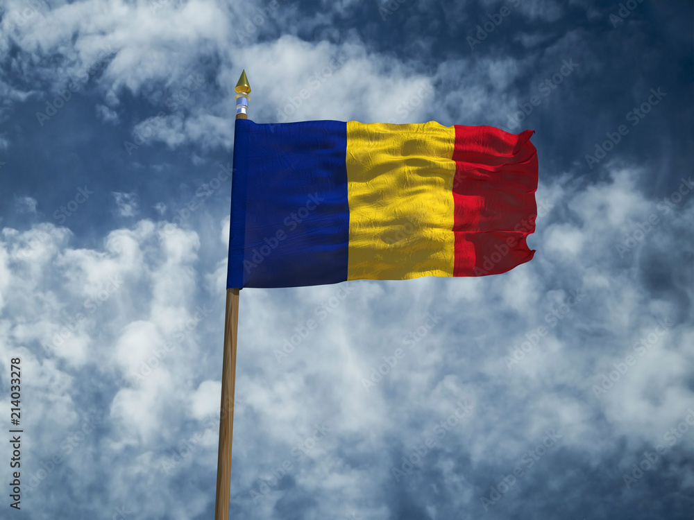 Romania flag Silk waving flag of Romania made transparent fabric with ...