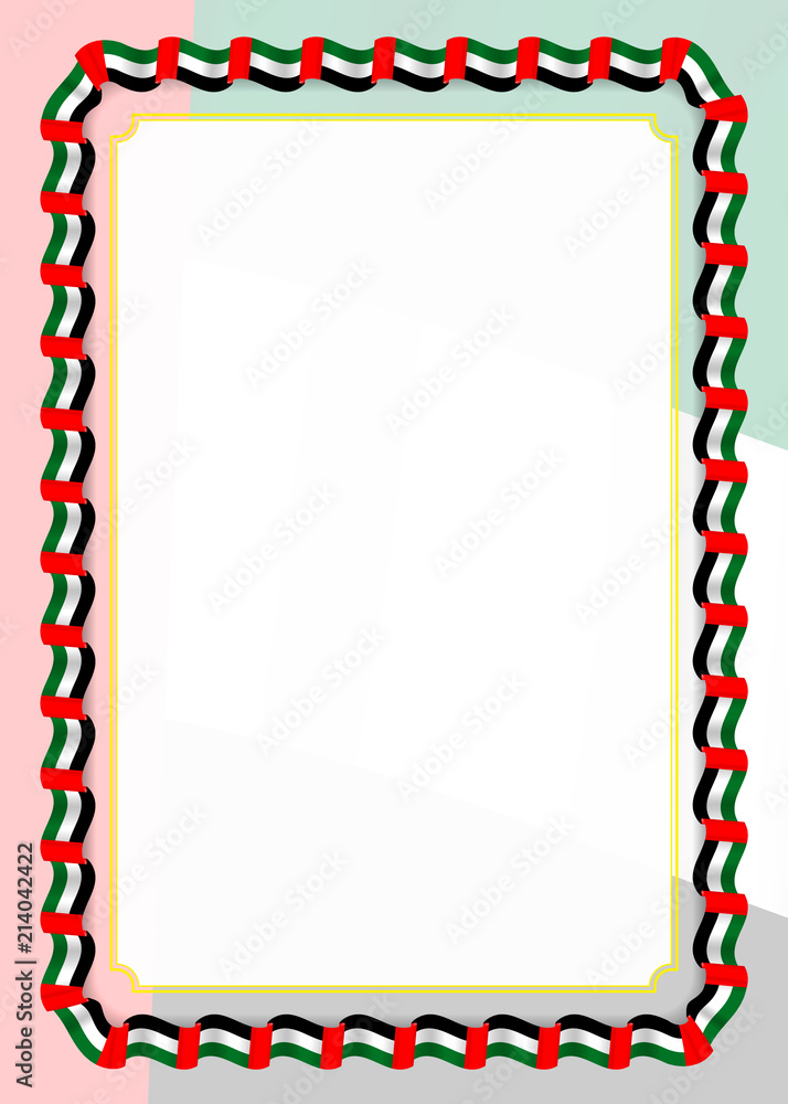 Frame and border of ribbon with United Arab Emirates flag, template ...