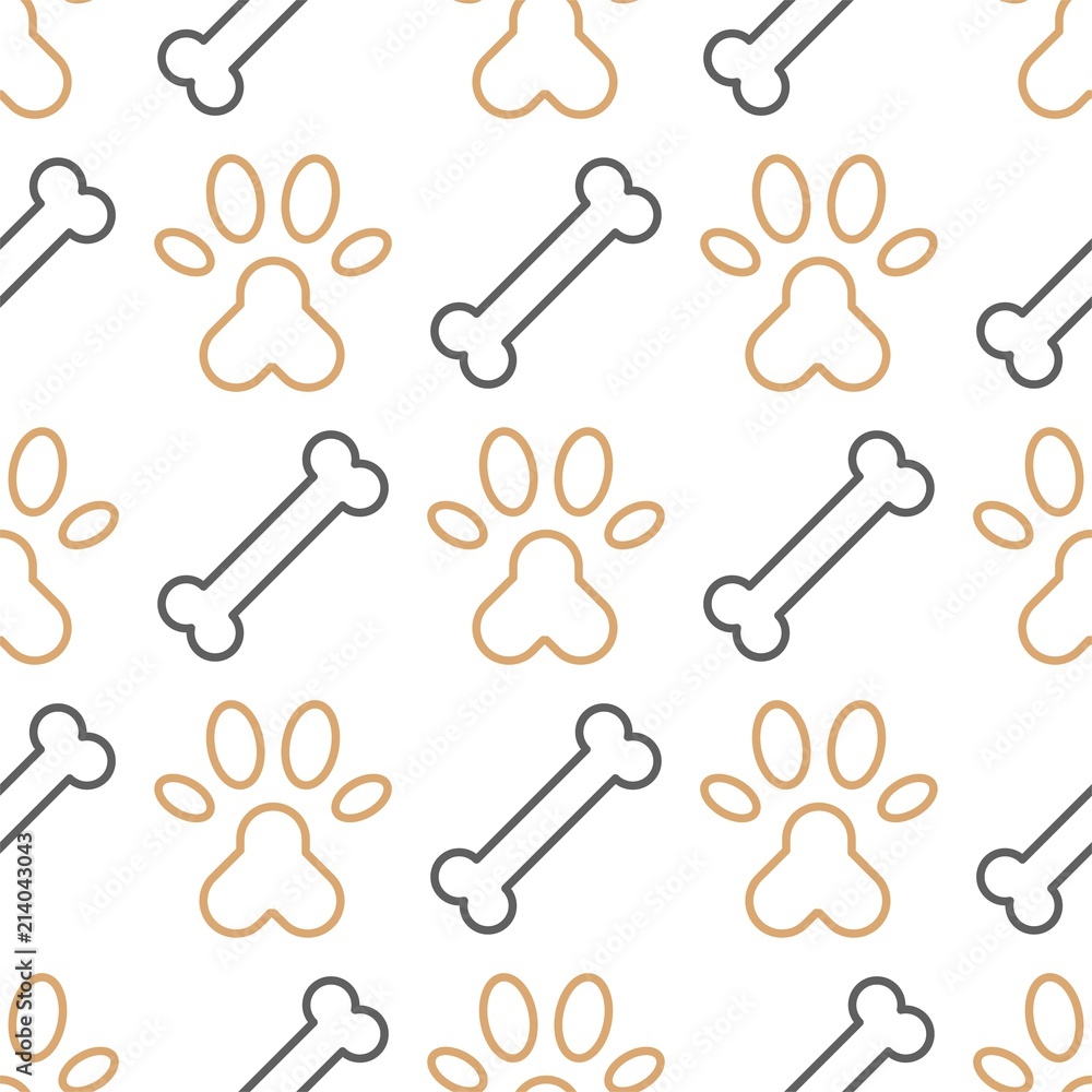 dog seamless pattern theme, bone, paw foot print for use as wallpaper ...