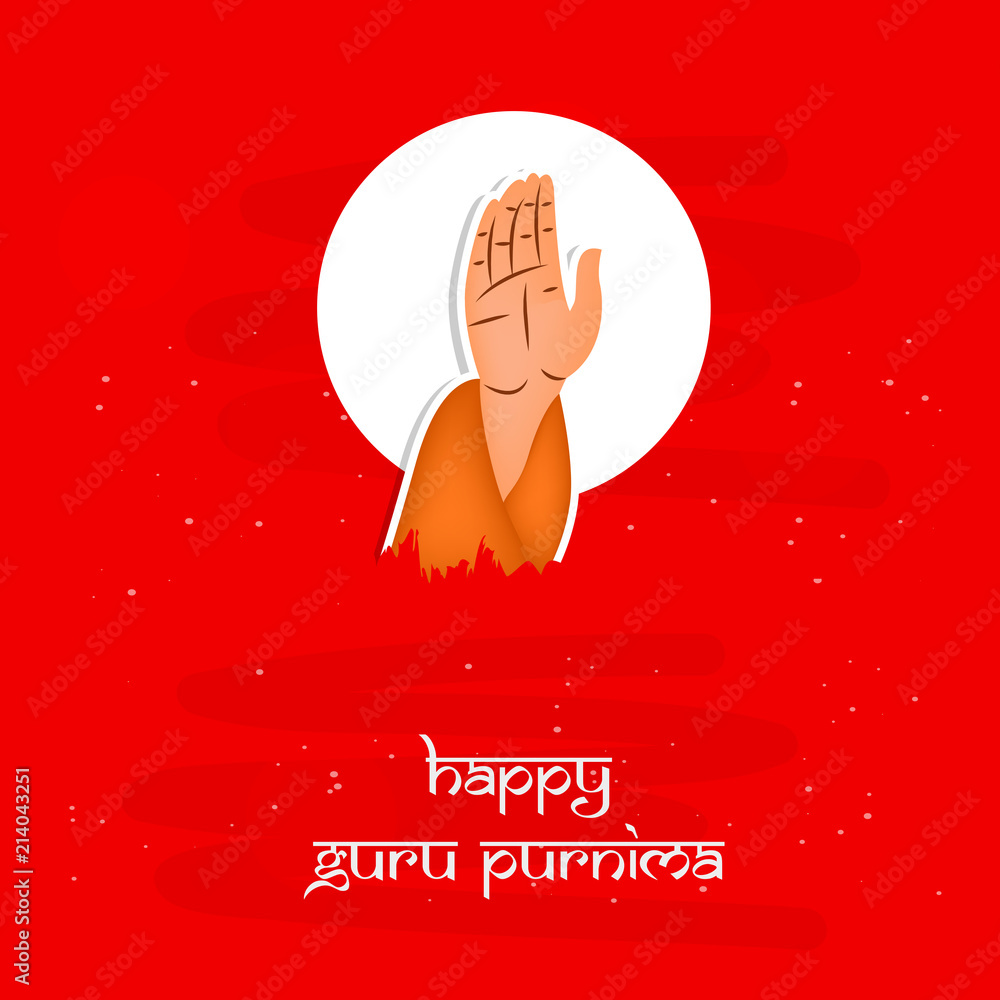 illustration of hand giving blessing with happy Guru Purnima text on ...