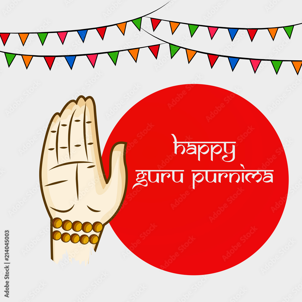 illustration of hand giving blessing with happy Guru Purnima text on ...