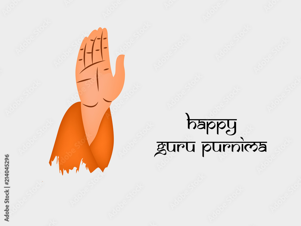 illustration of hand giving blessing with happy Guru Purnima text on ...