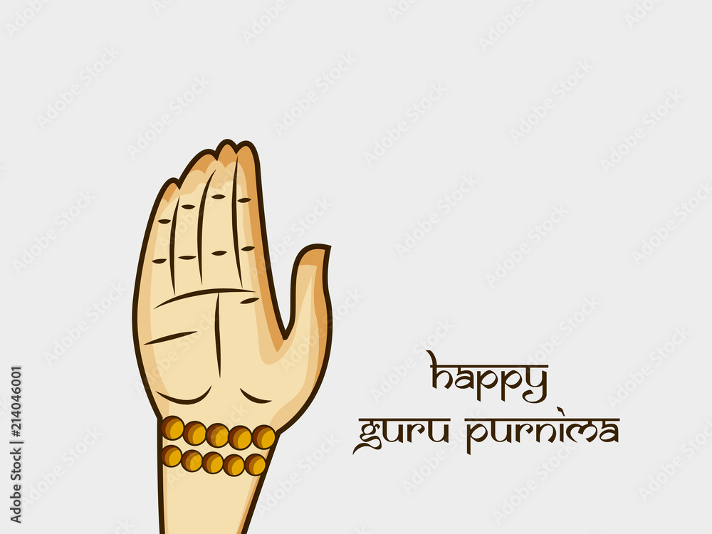 illustration of hand giving blessing with happy Guru Purnima text on ...