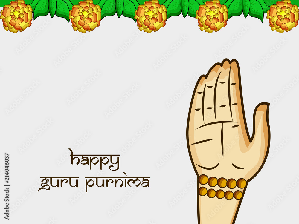 illustration of hand giving blessing with happy Guru Purnima text on ...