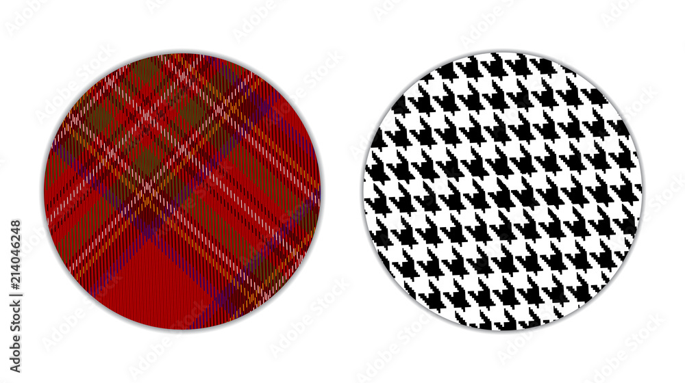 Hounds-tooth pattern and tartan pattern in a circle. Pattern in a cell ...