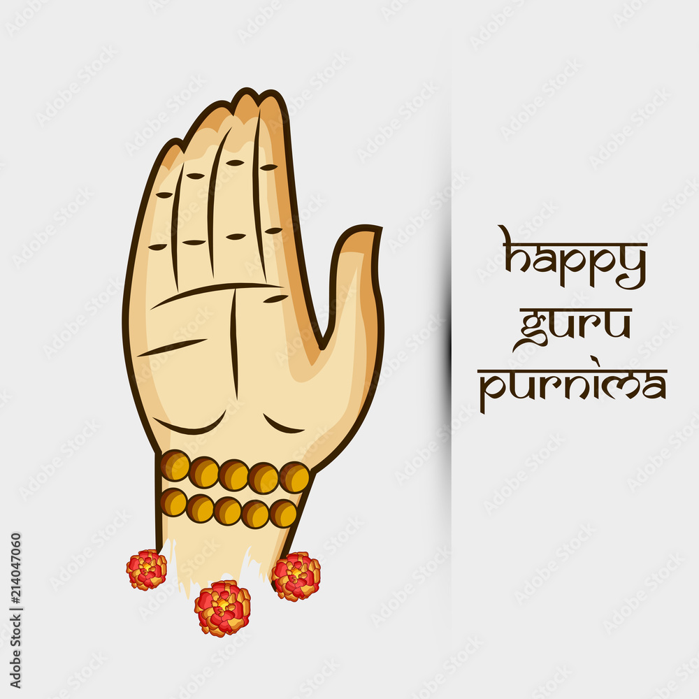 illustration of hand giving blessing with happy Guru Purnima text on ...