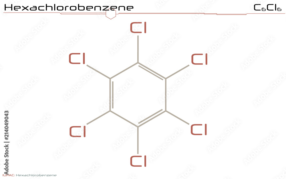 Large and detailed infographic of the molecule of Hexachlorobenzene ...