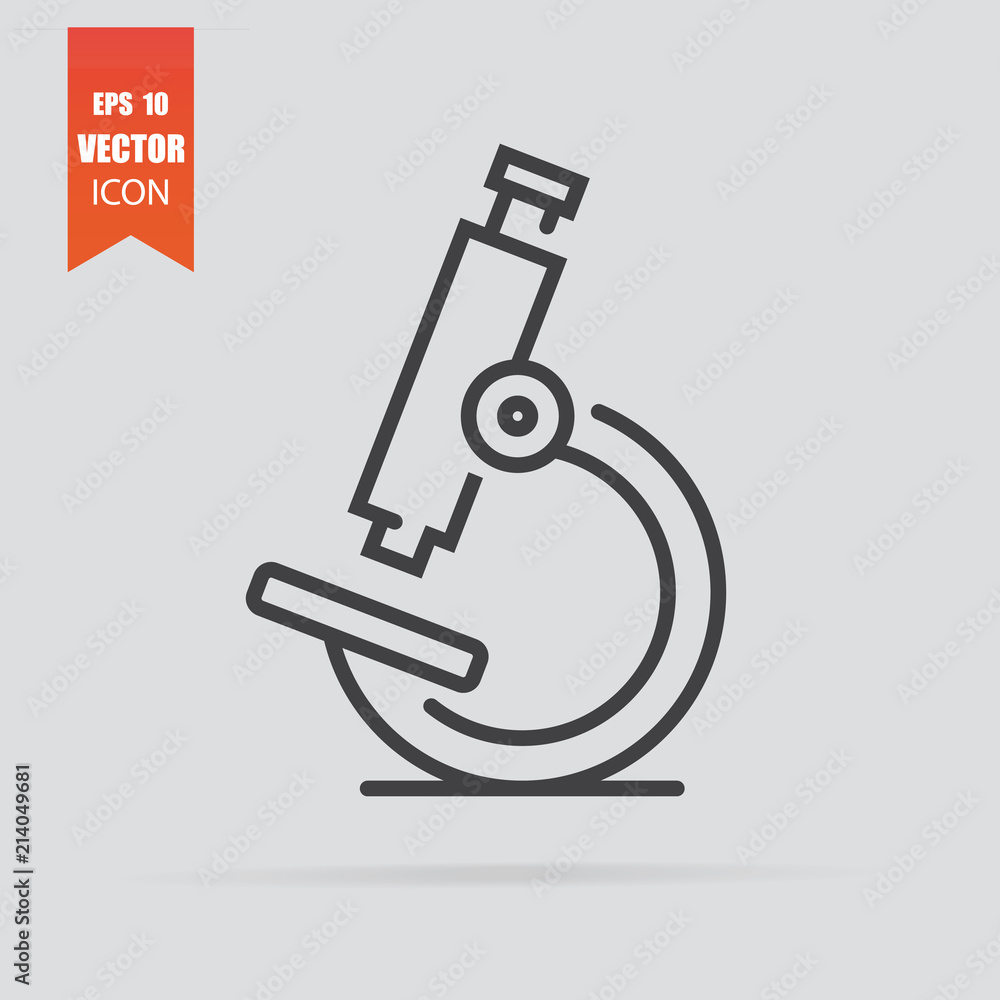 Microscope icon in flat style isolated on grey background. Stock Vector ...