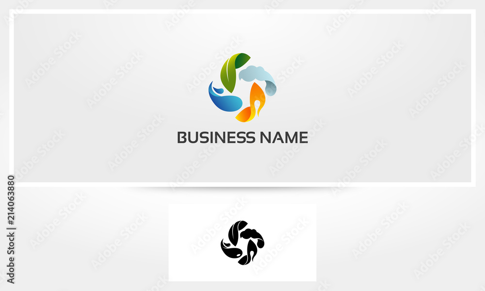 Earth Water Wind Fire Elements Logo Stock Vector | Adobe Stock