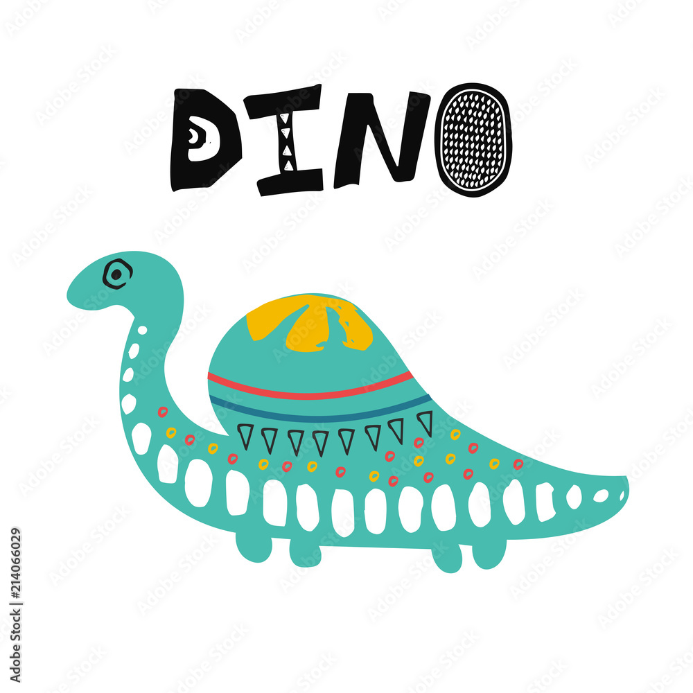 Cartoon dino, dinosaur illustration. Stock Vector | Adobe Stock