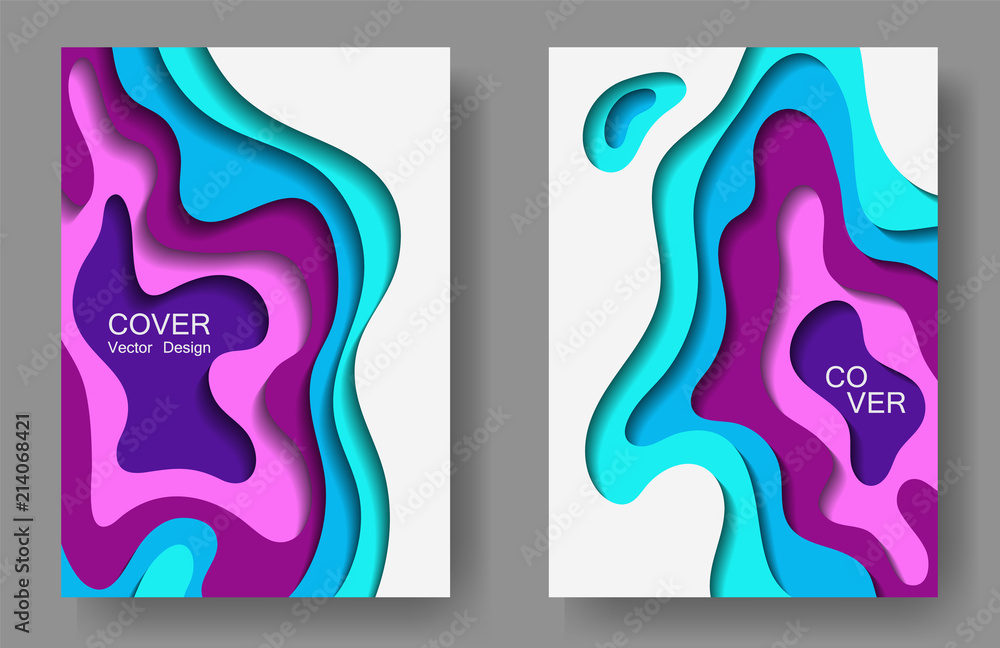 Vector paper cut layouts design collection for covers, flyers, posters ...