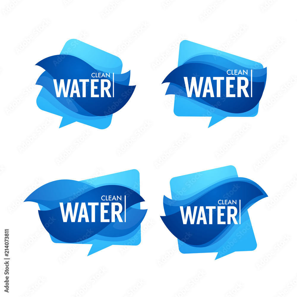 natural spring water, vector logo, labels and stickers templates with ...
