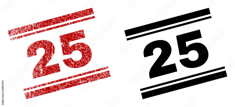 25 stamp seal print with red grunge and clean black version. Red vector ...
