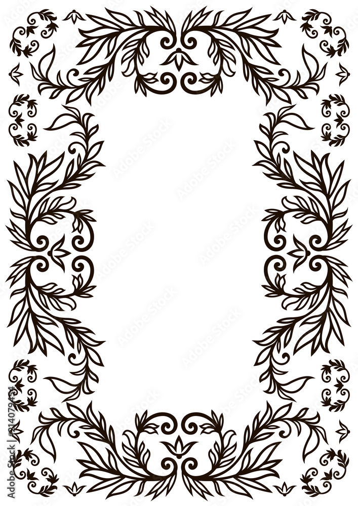Frame border design template. Black and white decorative vector border ...