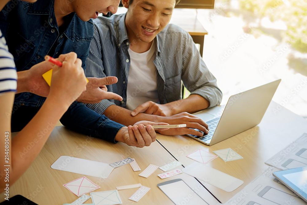 Designer drawing Web template layout development responsive branding ...