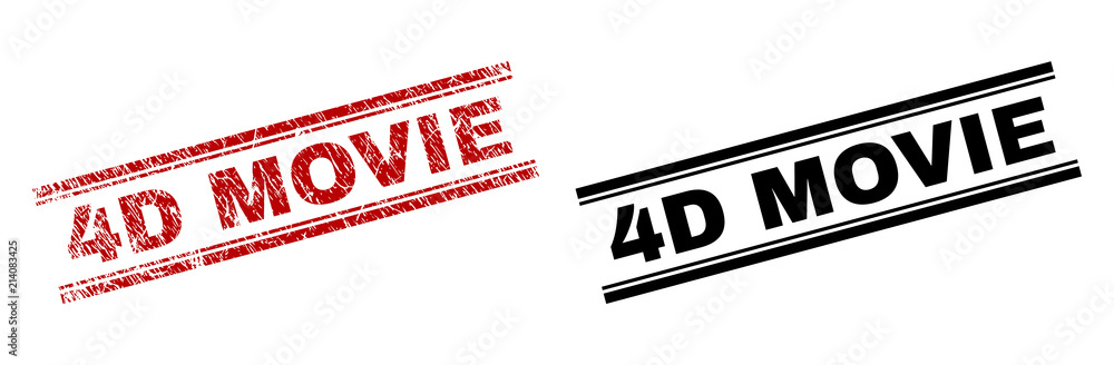 4D MOVIE stamp seal print with red corroded and clean black version ...