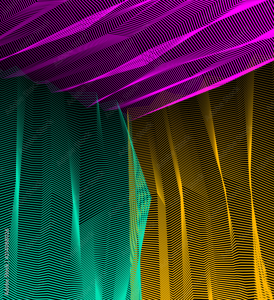 Vector surreal illusion art for design, line art 3d dimensional ...