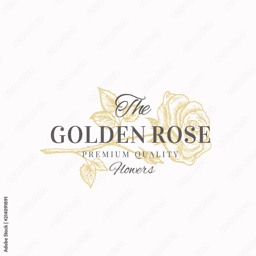 The Golden Rose Premium Quality Flowers. Abstract Vector Sign, Symbol ...