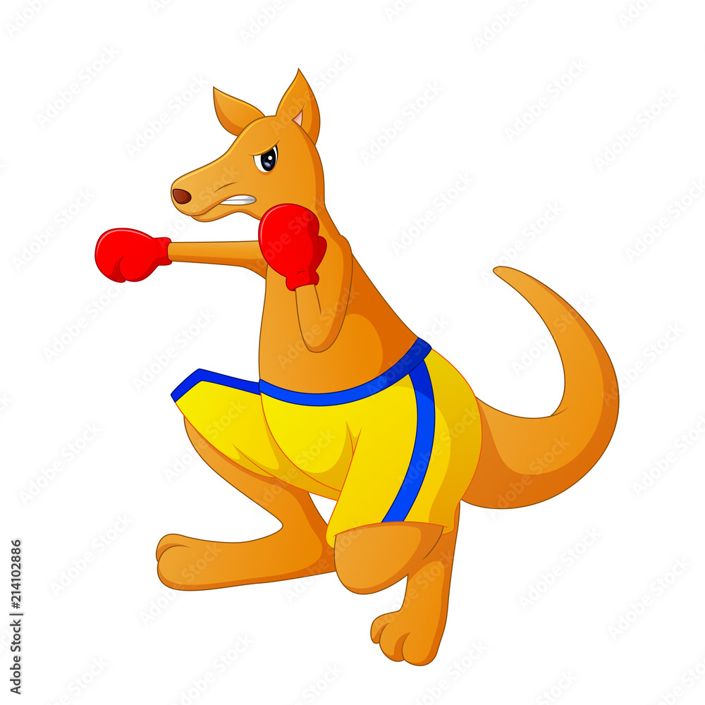 kangaroo cute cartoon is boxing Stock Vector | Adobe Stock