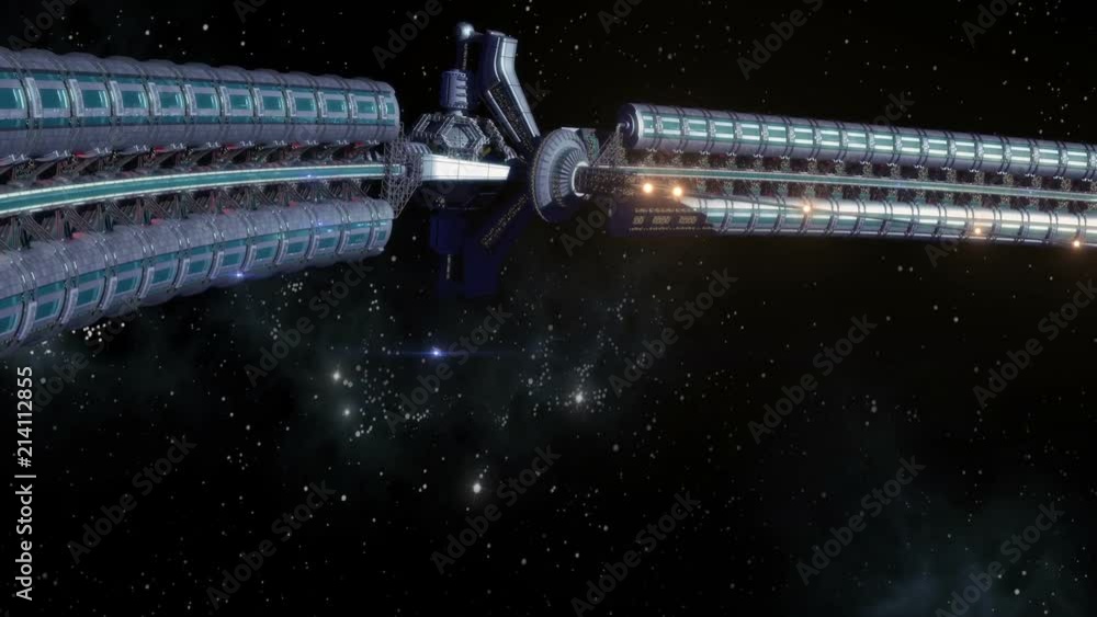 Vidéo Stock Giant space wheel built around Earth as a symbol of ...