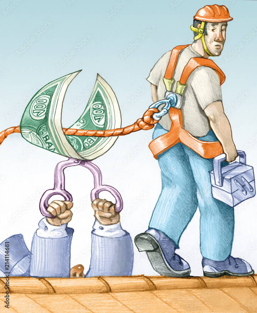 economic cuts on the safety on the job political cartoon Stock ...