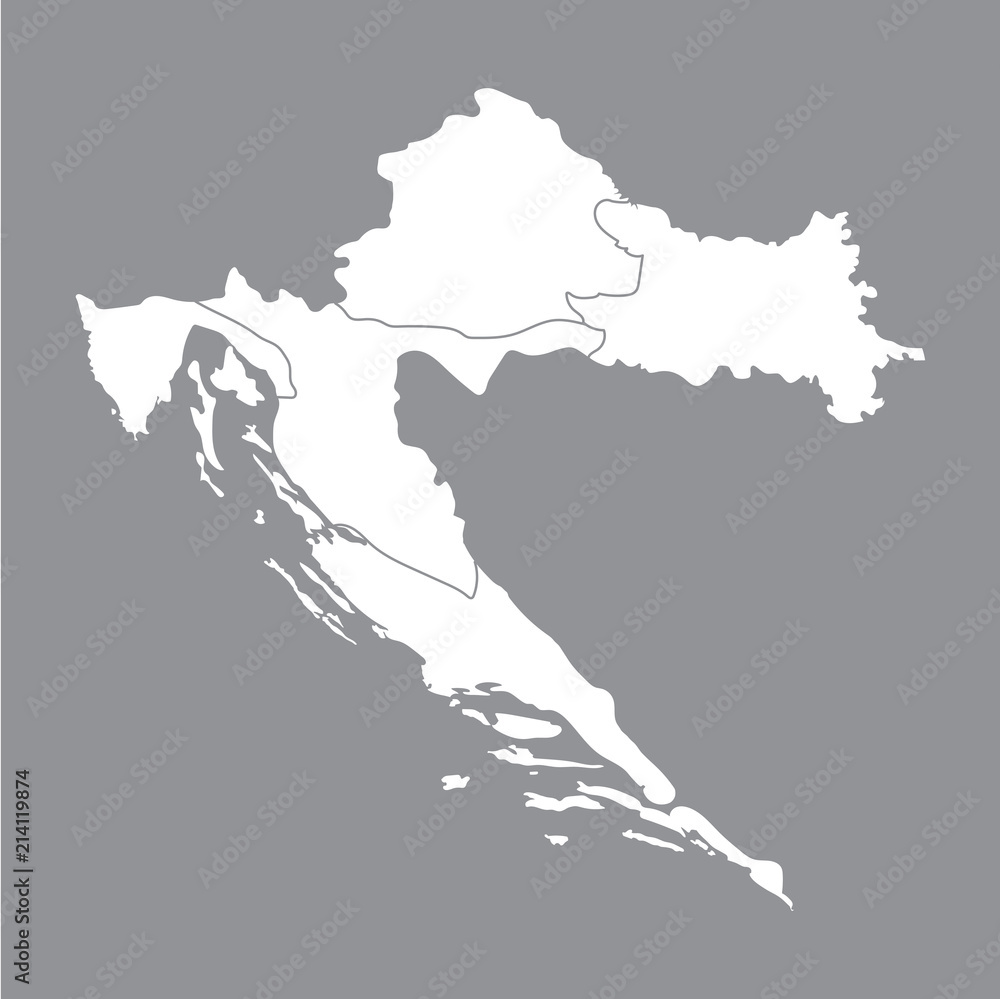 Blank map Croatia. High quality map of Croatia on gray background. Map ...