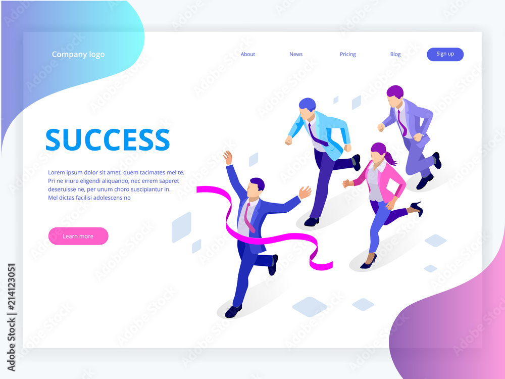 Isometric Business Success Concept. Entrepreneur business man leader ...
