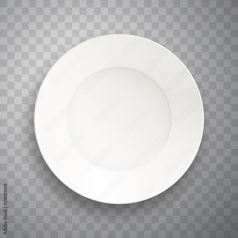 Plate isolated on transparent background. Realistic food plate. Vector ...