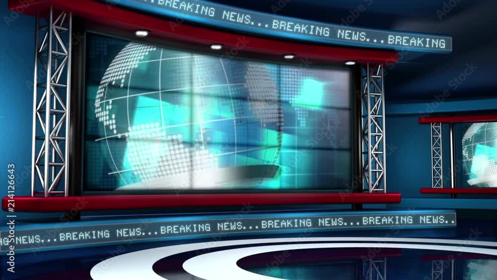 Breaking News Modern Virtual Studio Set Stock Video | Adobe Stock
