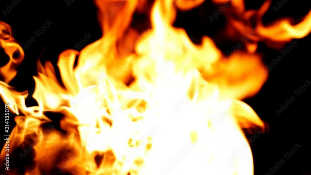 Fire Flames Igniting And Burning - Slow Motion. A line of real flames ...