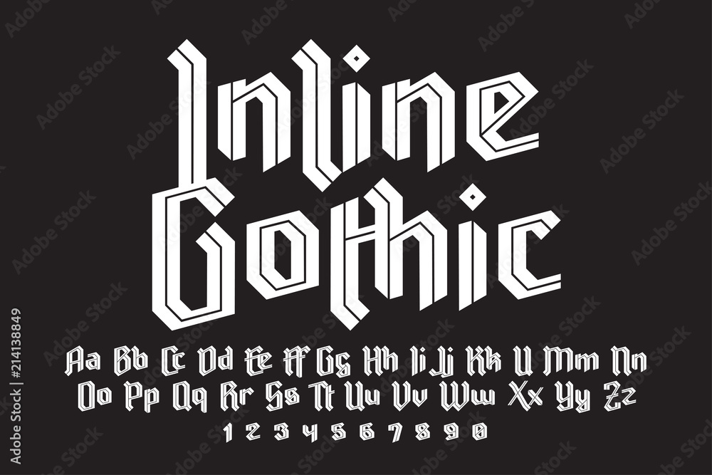 Inline gothic alphabet Stock Vector | Adobe Stock