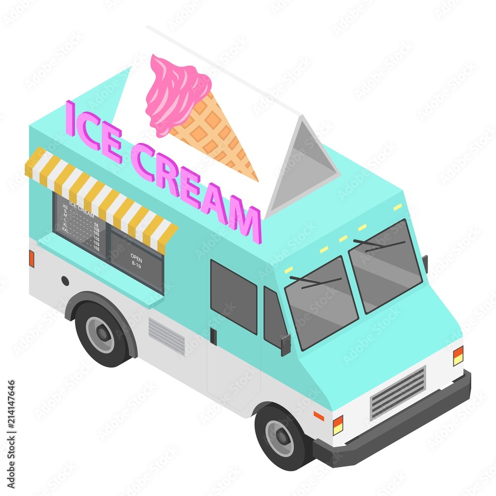 Ice Cream Truck Icon Isometric Of Ice Cream Truck Vector Icon For Web