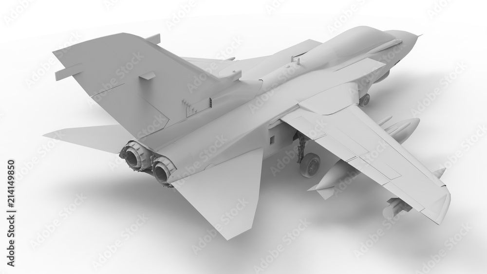 Military fighter aircraft. Three-dimensional raster illustration in the ...
