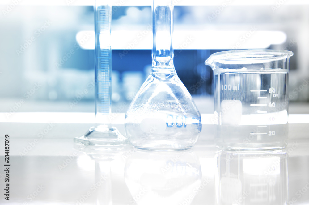 beaker round flask cylinder in research medical science laboratory ...