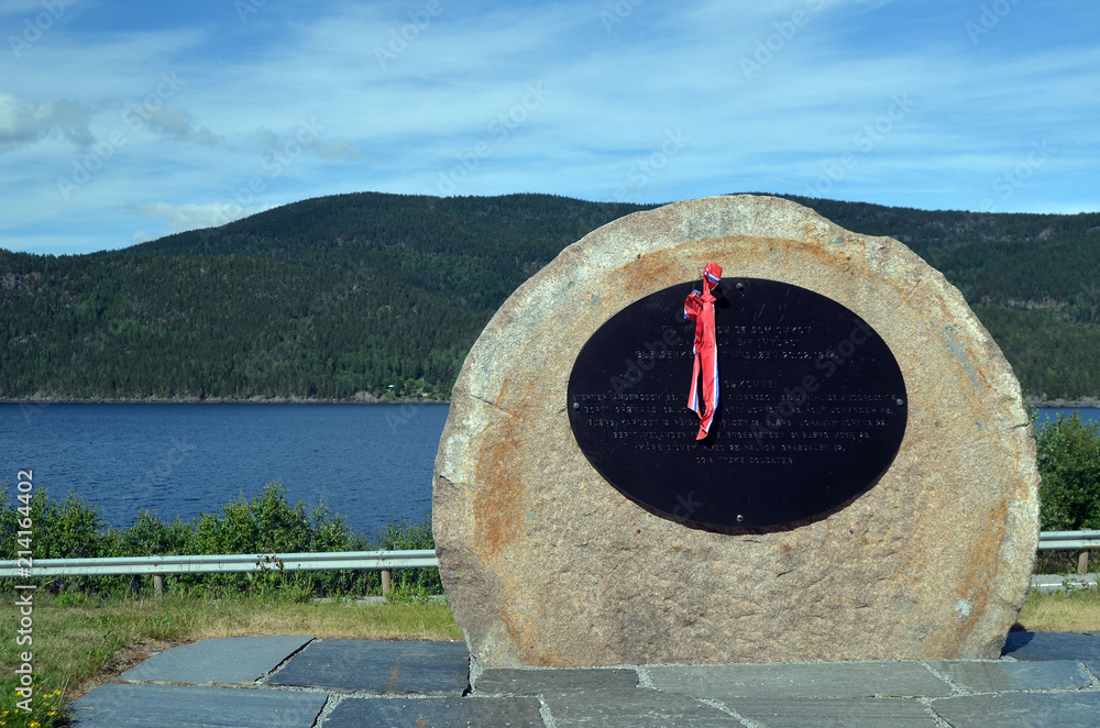Memorial stone opposite the place of flooding the ferry Hydro with ...